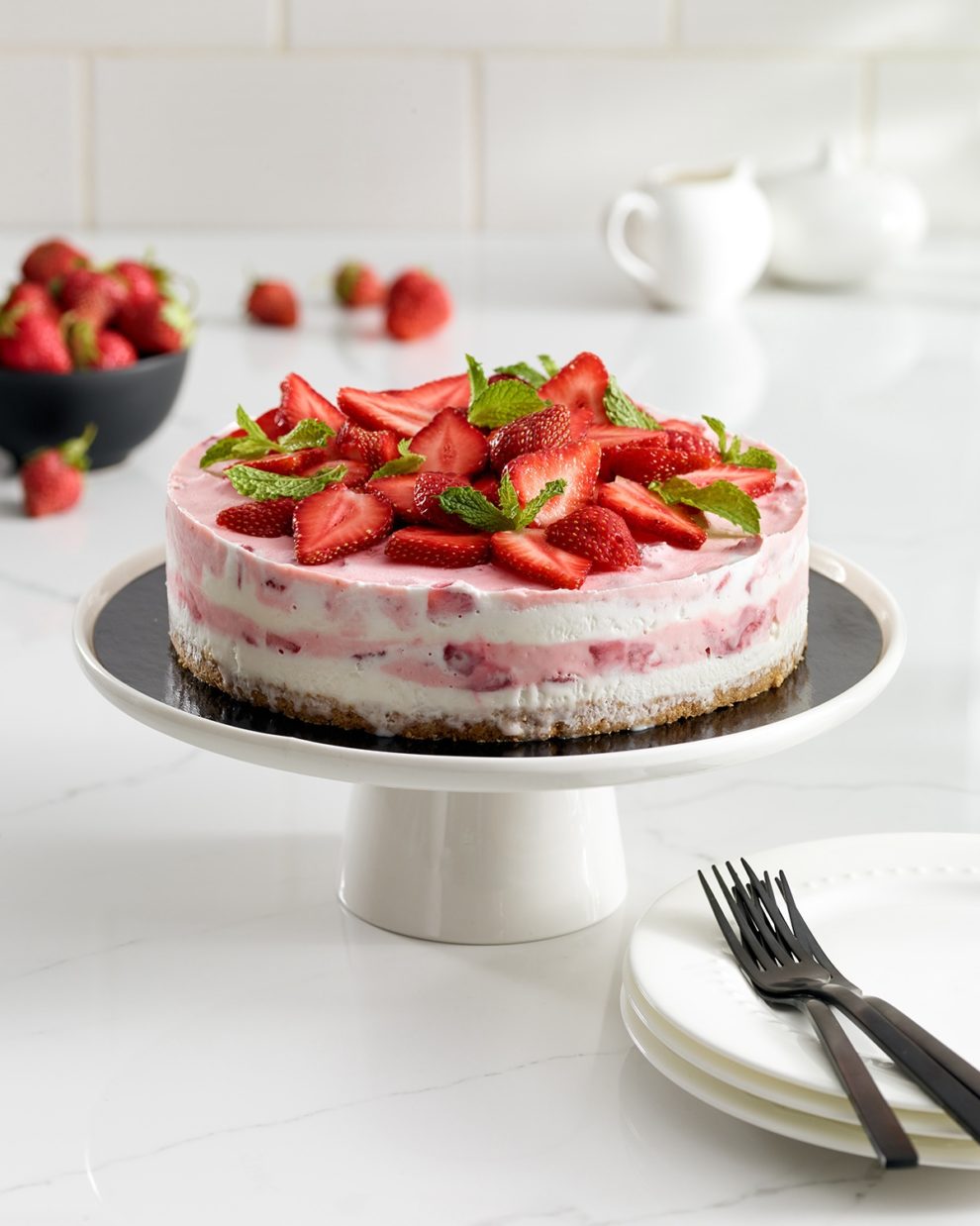 Strawberry Cheesecake Ice Cream Cake - Fifty-Five Plus Magazine