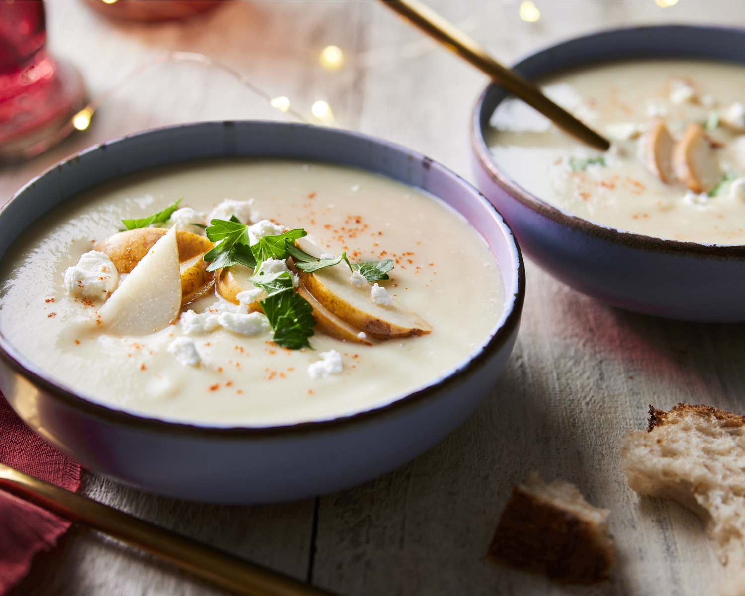 Pear, Parsnip and Potato Soup with Goat Cheese Crumble - Fifty-Five ...