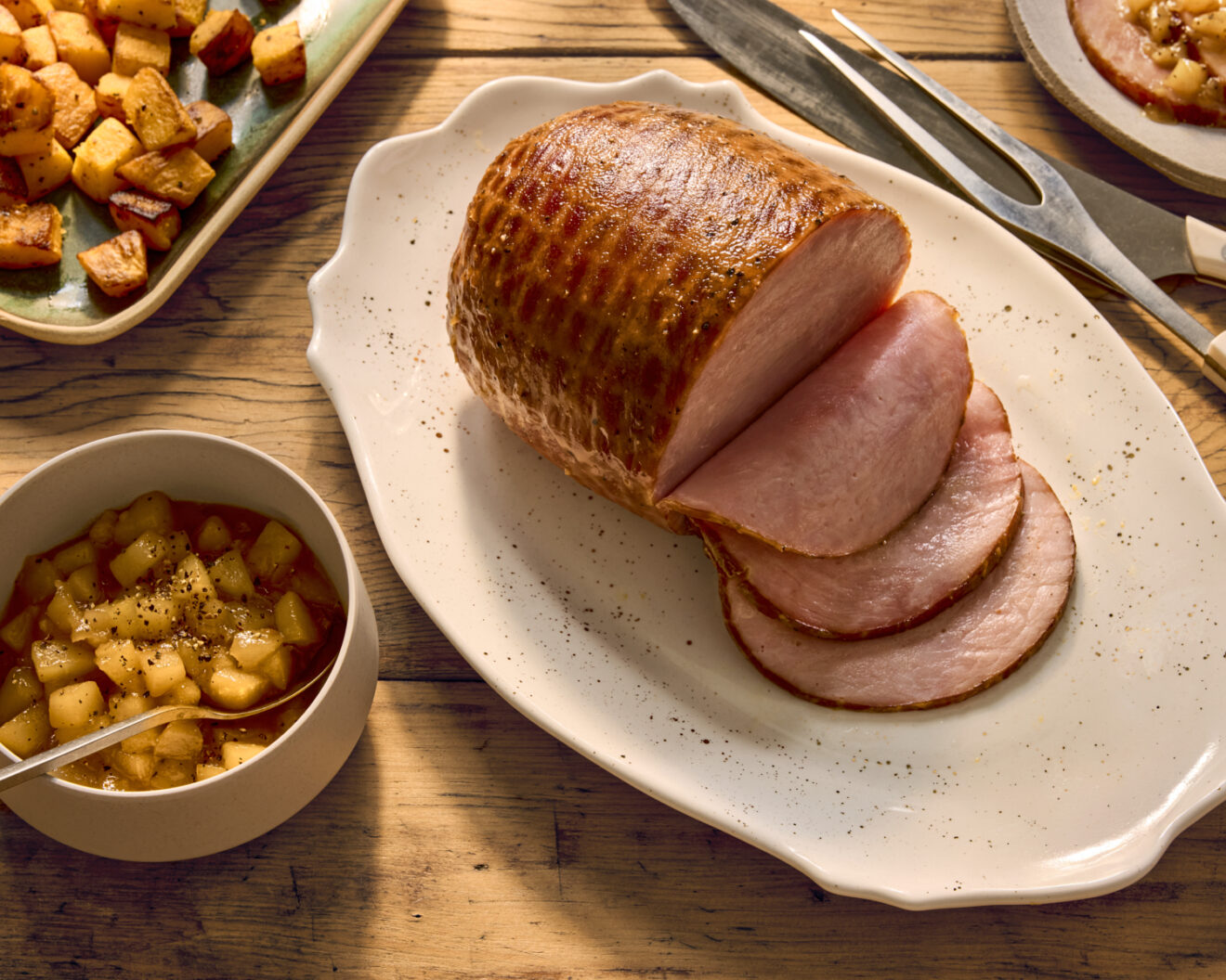 Maple Mustard Baked Ham with Quick Pear Chutney - Fifty-Five Plus Magazine